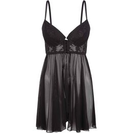 Lascana Temptation Negligé, C-Cup, Stickereispitze, für Damen, schwarz, 85 C