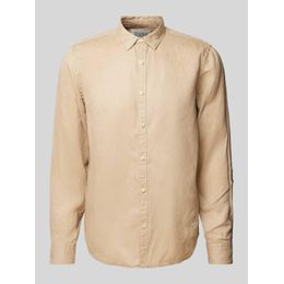 Scotch & Soda Regular Fit Leinenhemd mit Label-Stitching