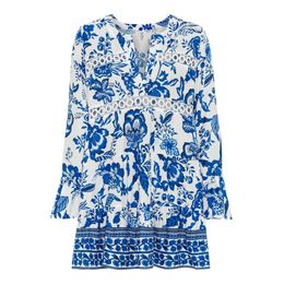 Lascana Longbluse mit Spitzeneinsätzen, Tunika, Blusenkleid, Strandmode, blau