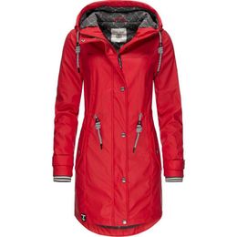 PEAK TIME Regenjacke L60042 stylisch taillierter Regenmantel für Damen, rot