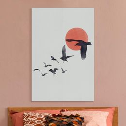 Akustikbild Vogelschwarm vor Sonne