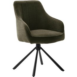 Esszimmerstuhl MCA furniture "KASAMA" Stühle Gr. B/H/T: 62 cm x 91 cm x 62 cm, Strukturstoff, Metall, grün (olive, schwarz matt lackiert) Küchenstühle
