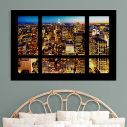Akustikbild Fensterblick New York bei Nacht