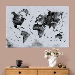 Akustikbild Weltkarte Aquarell schwarz