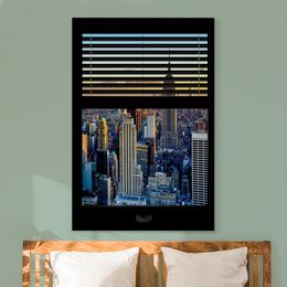Akustikbild Fensterausblick Jalousie - Sonnenaufgang New York