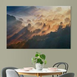 Akustikbild Goldene Stunde im Nebel Wald