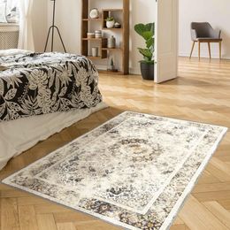 Teppich Klassisches Persermuster Schwarz Beige Vintage