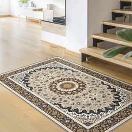 Teppich Klassisches Persermuster Schwarz Beige
