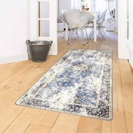 Teppich Klassisches Persermuster Blau Beige Vintage