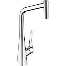 Hansgrohe Metris M71 320 Küchenarmatur 14820000 chrom, Auslauf schwenkbar, Brause herausziehbar