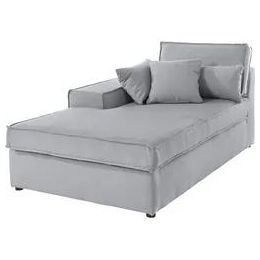 Ottomane RAUM.ID "Florid" Sofas Gr. B/H/T: 100cm x 75cm x 162cm, Struktur (recyceltes Polyester), Ottomane rechts, silberfarben (silber) einzeln stellbar oder als Teil eines Modulsofas, auch in Cord