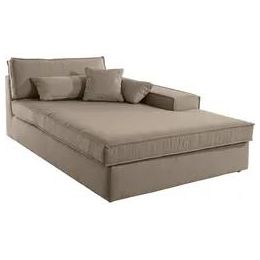 Ottomane RAUM.ID "Enid" Sofas Gr. B/H: 130cm x 75cm, Struktur (recyceltes Polyester), Ottomane rechts, grau (taupe) einzeln stellbar oder als Teil eines Modulsofas, fester Sitzkomfort