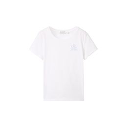 Tom Tailor Denim Damen Print T-Shirt mit Bio-Baumwolle, weiß, Print, Gr. XXL