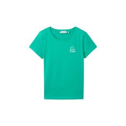 Tom Tailor Denim Damen Print T-Shirt mit Bio-Baumwolle, grün, Print, Gr. XXL