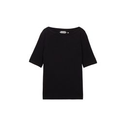 Tom Tailor Damen T-Shirt mit Bio-Baumwolle, schwarz, Uni, Gr. XS