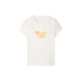 Tom Tailor Mädchen T-Shirt mit Print, weiß, Print, Gr. 140