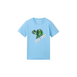 Tom Tailor Jungen T-Shirt mit Bio-Baumwolle, blau, Motivprint, Gr. 92/98