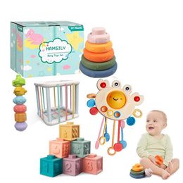 Gontence Steckspielzeug 4 in 1 Montessori Spielzeug Baby