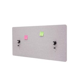 Akustik-Tischtrennwand MCW-G75, Büro-Sichtschutz Schreibtisch Pinnwand, doppelwandig Stoff/Textil ~ 60x120cm grau