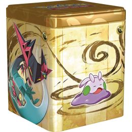 POKÉMON Sammelkarte Pokemon Stapel-Tin-Box Drache (3 Boosterpacks & 2 Stickerbögen)