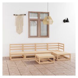 furnicato Garten-Essgruppe 6-tlg. Garten-Lounge-Set Massivholz Kiefer