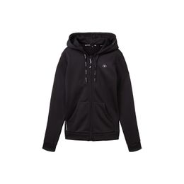 Tom Tailor Damen Atmungsaktive Sweatjacke, schwarz, Uni, Gr. L