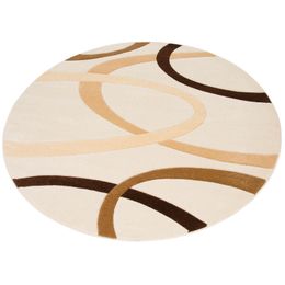 Teppich my home "Bill" Teppiche Gr. L: 140 cm Ø 140 cm, 10 mm, 1 St., beige (natur) Esszimmerteppiche mit handgearbeitetem Konturenschnitt, Kurzflor, elegant, 3D-Design