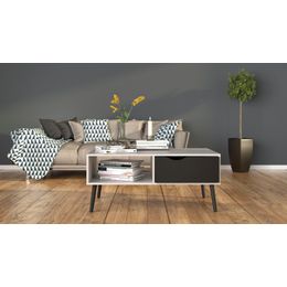 Couchtisch Home Affaire "Oslo" Tische Gr. B/H/T: 98,7 cm x 43,3 cm x 60,2 cm, schwarz (weiß, matt schwarz) Couchtische eckig