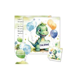 TOBJA Grußkarte XXL Dino Einladungskarten für Kindergeburtstage