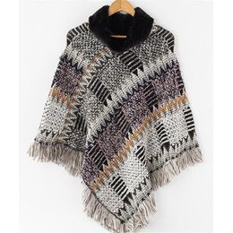 Fivejoy Cape Damen Pelzkragen Poncho Mantel