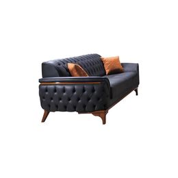 JVmoebel 3-Sitzer Luxuriöse Schwarz Chesterfield Couch Moderner 3-Sitzer Luxus Sitz