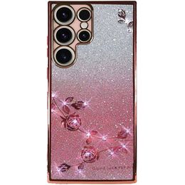 Traumhuelle Handyhülle GLITZER STRASS ROSE TPU HÜLLE Silikon Case Cover für iPhone 15