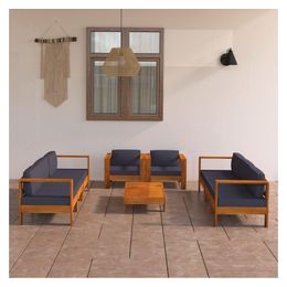 furnicato Garten-Essgruppe 8-tlg. Garten-Lounge-Set mit Dunkelgrauen Auflagen Akazienholz