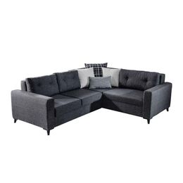 JVmoebel Ecksofa Dunkelgraues Polstersofa Designer Ecksofa Bettfunktion Wohnzimmer