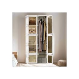 SEEZSSA Kleiderschrank Kleiderschrank mit Transparenten Türen 10 Fächer 6 Türen 1 Aufhänger