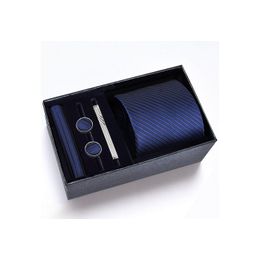 KUGI Krawattennadel Set Krawatte mit Einstecktuch Set Herren 5pcs (mit Manschettenknöpfe
