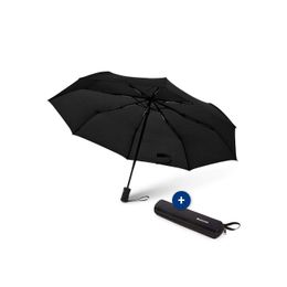 Swissona Stockregenschirm Schwarzer Kompaktregenschirm: Windfest