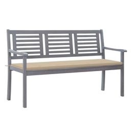 furnicato Gartenbank 3-Sitzer-mit Auflage 150 cm Grau Eukalyptusholz