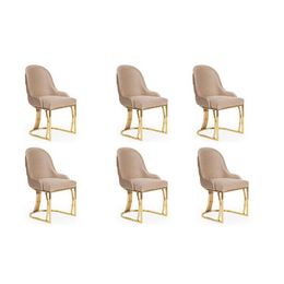 JVmoebel Esszimmerstuhl Set 6x Sessel Stuhl Design Metall Stoff Polster Stühle Textil Sofort (6 St)