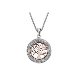 Karma Silberkette Halskette Damen 925 Silber Lebensbaum rose vergoldet (Halskette mit Anhänger