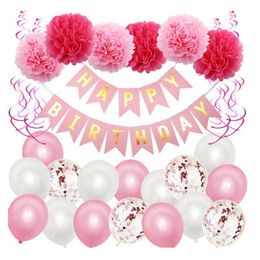WS-Trend Aufblasbares Partyzubehör Happy Birthday Luftballons Geburtstag Party Deko Set 24 teilig