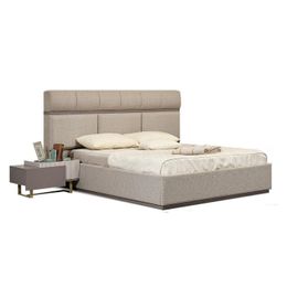 JVmoebel Schlafzimmer-Set Komplette Doppelbett Nachttische Schlafzimmer Bett Beige 3tlg Holz Set