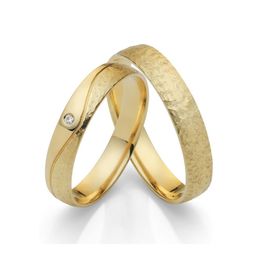 Trauring Firetti "Schmuck Geschenk Gold 750 Hochzeit Ehering "LIEBE"" Fingerringe Gr. 56, ohne Brillant, Gelbgold 750, 4 mm, gelb (gelbgoldfarben) Trauringe