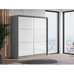 MKS MÖBEL Kleiderschrank VALENCIA Garderobe 200 cm mit Lacobel-Glas