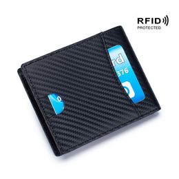 Mrichbez Geldbörse Herrenbrieftasche Kohlefaser rfid ultra-dünne kurze Brieftasche (1-tlg)