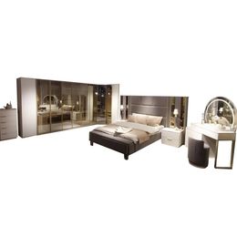 JVmoebel Schlafzimmer-Set Luxus Schlafzimmer Set Bett + 2x Nachttische Holz Neu