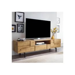 FineBuy Lowboard FB77754 (Holz Eiche-Dekor 160x46x43 cm mit zwei Türen)