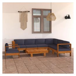 furnicato Garten-Essgruppe 8-tlg. Garten-Lounge-Set mit Dunkelgrauen Auflagen Akazienholz
