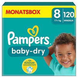 Pampers® Windeln baby-dry™ Monatsbox Größe Gr. 8 (17+ kg) für Kids und Teens (4-12 Jahre), 120 St.