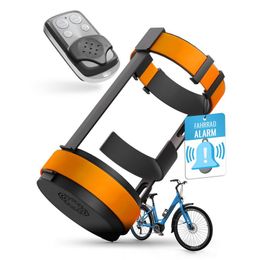 Parkwächter Fahrradalarm mit Universal Flaschenhalter Fahrrad-Alarmanlage (Wasserfeste Fahrradhalterung in Orange)